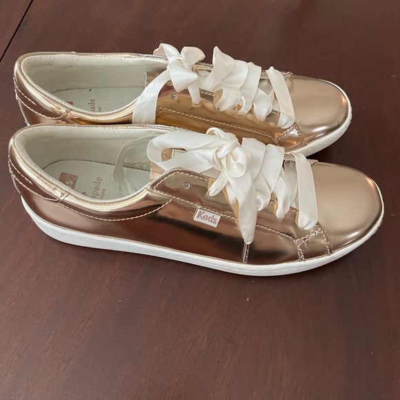 Keds | Shoes | Keds Metallic Gold Sneakers With Ribbon Laces | Poshmark